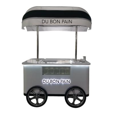 China factory price ice cream cart with wheels ice cream push cart gelato freezer cart for sale