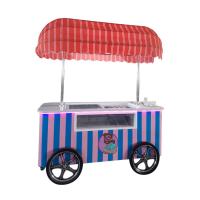 China Mobile Italian ice cream hand push cart with display freezer Gelato stand cart for sale