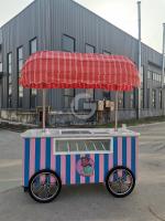 China Mobile Italian ice cream hand push cart with display freezer Gelato stand cart for sale