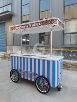 China Mobile Italian ice cream hand push cart with display freezer Gelato stand cart for sale