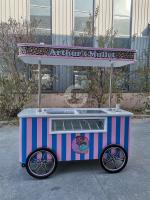 China Mobile Italian ice cream hand push cart with display freezer Gelato stand cart for sale