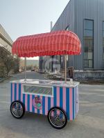 China Mobile Italian ice cream hand push cart with display freezer Gelato stand cart for sale