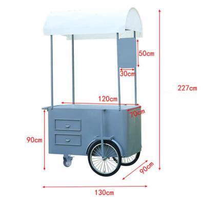 China Hot selling Coffee snack Food Cart Ice Cream Bike with Display Freezer for Street Food for sale
