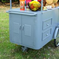 China Customized logo size Mobile Food Cart Business hand push cart for vending Coffee candy Ice Cream Cart for sale