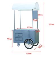 China Customized logo size Mobile Food Cart Business hand push cart for vending Coffee candy Ice Cream Cart for sale