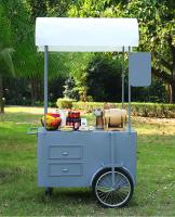 China Portable snack food hand push Cart Street vendor Food Delivery Bike with Display Freezer for sale