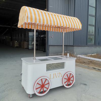 China Beach Ice Cream Vending Cart Ice Cream Trolley With Refrigerator Display Showcase for sale