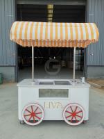 China Custom Ice Cream Push Vending Cart With Freezer Mobile Italian Gelato Trolley Cart for sale