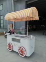 China Custom Ice Cream Push Vending Cart With Freezer Mobile Italian Gelato Trolley Cart for sale