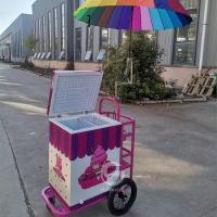 China Customized Ice Cream Push Carts ice cream trolley mobile food cart with umbrella for sale