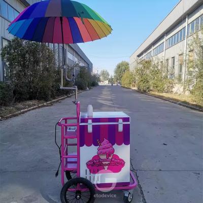 China Ice Cream push Cart for Mobile Food Business with 80L freezer for sale