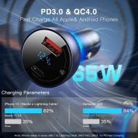 China PD3.0 Dual Port Car Adapter For Macbook Laptop 65W  FCC for sale