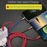 China Iphone 12 Charging Nylon Braided USB Cable 3 In 1 6ft Type C Charger Cord for sale
