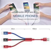 China Iphone 12 Charging Nylon Braided USB Cable 3 In 1 6ft Type C Charger Cord for sale