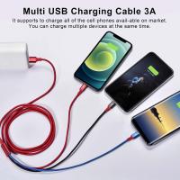 China Iphone 12 Charging Nylon Braided USB Cable 3 In 1 6ft Type C Charger Cord for sale