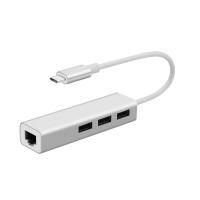 China RJ45 100 Mbps Type C To Gigabit Ethernet , USB 3.0 Hub Ethernet Adapter Splitter for sale