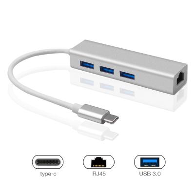 China RJ45 100 Mbps Type C To Gigabit Ethernet , USB 3.0 Hub Ethernet Adapter Splitter for sale
