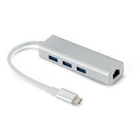 China RJ45 100 Mbps Type C To Gigabit Ethernet , USB 3.0 Hub Ethernet Adapter Splitter for sale
