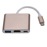China 24AWG 3 In 1 USB C HUBs 1080P USB To HDMI Adapter 4k Cable 20cm 10Gbps for sale