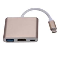 China 24AWG 3 In 1 USB C HUBs 1080P USB To HDMI Adapter 4k Cable 20cm 10Gbps for sale