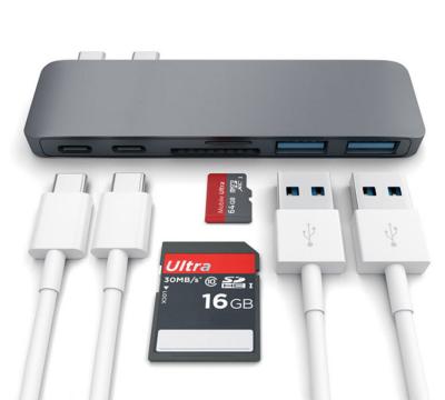 China Aluminum USB 3.1 Type C Hub Adapter 4K Thunderbolt 3 USB C Hub With TF SD Reader Slot PD for sale