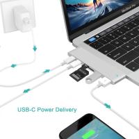 China Aluminum USB 3.1 Type C Hub Adapter 4K Thunderbolt 3 USB C Hub With TF SD Reader Slot PD for sale