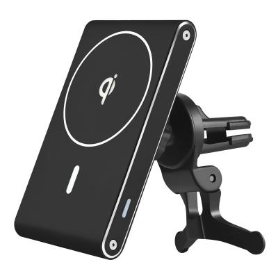 China Aluminum Wireless Magsafe Charger 9V 2A Air Vent Holder For Iphone 13 for sale