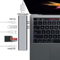 China 640MB/S 7 In 1 USB C Hub Thunderbolt 3 To Hdmi 4k 60hz TF SD Card Reader for sale