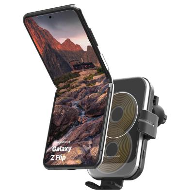 China Samsung Z Flip Qi Wireless Car Charger 15W Two Coils With Dashboard Bracket for sale