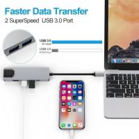 China PD3.0 USB C HUBs Multiport Adapter 5 In 1 3.1 USB C To Rj45 Connector HDMI 30hz for sale