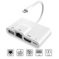 China TPE 4K UHD HDMI Cables Lightning To Rj45 Ethernet Adapter TV OTG Cable Charging Converter for sale