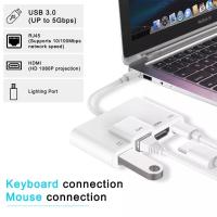 China TPE 4K UHD HDMI Cables Lightning To Rj45 Ethernet Adapter TV OTG Cable Charging Converter for sale