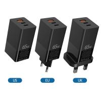 China QC4.0 PD3.0 GaN Fast Charger USB C 3 Port 65W  For IPhone 12 Pro Max Macbook for sale