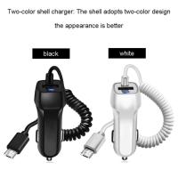 China Micro USB Cigarette Lighter Car Charger Type C With Spring Cable OEM 5V 2.1A for sale