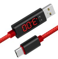 China 3.1A Nylon Braided USB Cable Fast Charging LED Display Soft USB C Cable for sale