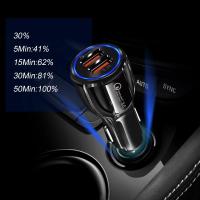 China Fast Charging Dual Port Car Charger Adapter 3.1A QC3.0 27g for sale