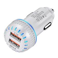 China Portable 3.1A Dual Port Car Charger USB Adapter QC3.0 With Led 63*30mm for sale