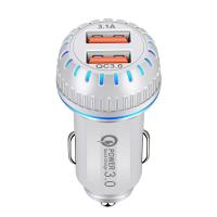 China Portable 3.1A Dual Port Car Charger USB Adapter QC3.0 With Led 63*30mm for sale