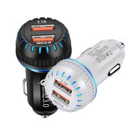 China Portable 3.1A Dual Port Car Charger USB Adapter QC3.0 With Led 63*30mm for sale