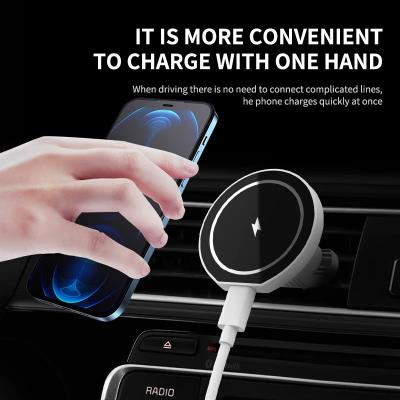 China Car Vent 15w Magnetic Wireless Charger Magsafe Stand Automatic Clamping for sale