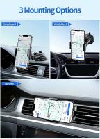 China Leather Qi Wireless Car Charger 15W Air Vent Phone Holder Auto Clamping Mount for sale