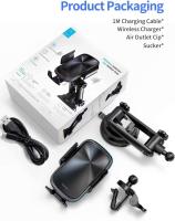 China Leather Qi Wireless Car Charger Auto Clamping Mount 15W For Iphone 13 for sale