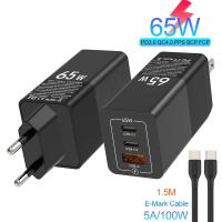 China PD GaN Fast Charger 3port QC4.0 65W Type C Charger Adapter 45W 20W for sale