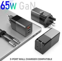 China PD GaN Fast Charger 3port QC4.0 65W Type C Charger Adapter 45W 20W for sale