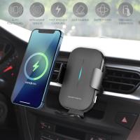 China 15W Qi Fast Charging Wireless Car Charger Auto Clamping and Intelligent Alignment Charging Area Car Mount for iPhone13 for sale