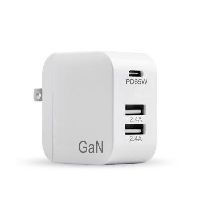 China 65W 3.0 GaN USB C Charger Type C Foldable Adapter With 3 Port for sale