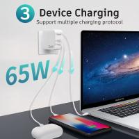China 65W 3.0 GaN USB C Charger Type C Foldable Adapter With 3 Port for sale