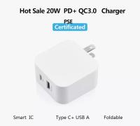China USB Type C 100-240V Dual Port Charger 20W Foldable Plug For IPhone 13 Pro Max for sale
