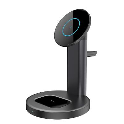 China Magnetic 15W ABS Wireless Charging Station For IPhone Airpods Apple Watch for sale