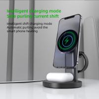China Magnetic 15W ABS Wireless Charging Station For IPhone Airpods Apple Watch for sale